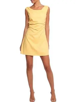 PETAL & PUP Cielo Ruched Sleeveless Mini Dress - Butter Yellow