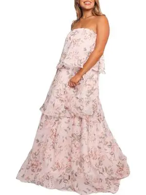 PETAL & PUP Bloom Tiered Strapless Maxi Dress - Floral