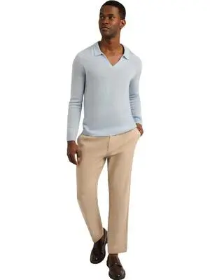 Onia Featherweight Cashmere Polo Sweater Soft Sky