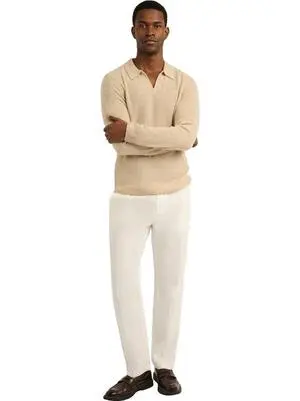 Onia Featherweight Cashmere Polo Sweater Stone