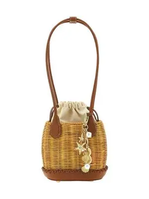 SELF-PORTRAIT Woven Basket Bag - Brown