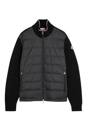 Moncler Quilted Shell And Knit Jacket - Black