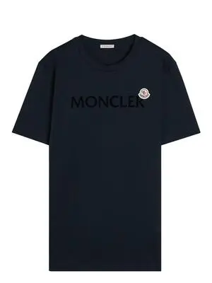 Moncler Logo Badge Cotton T-shirt - Navy