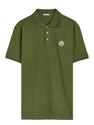 Moncler Logo-appliquéd Piqué Cotton Polo Shirt - Khaki