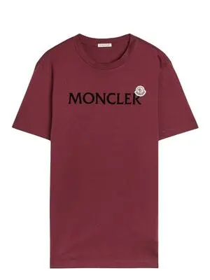 Moncler Logo Badge Cotton T-shirt - Burgundy