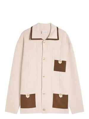 Drole De Monsieur Panelled Knit Cardigan - Beige
