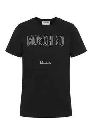 Moschino Embellished Cotton T-shirt - Black