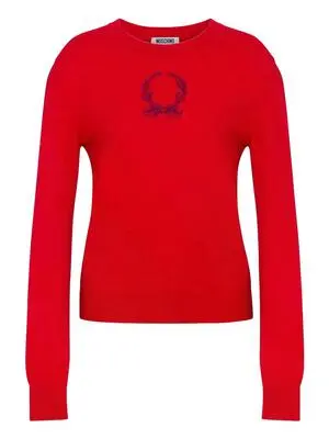 Moschino Laurel Crown Embellished Logo Sweater - Red