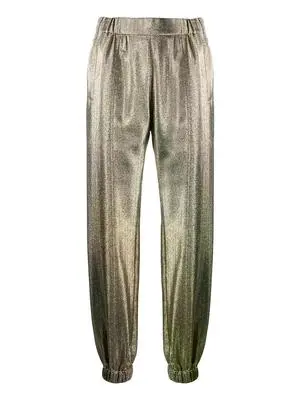 Saint Laurent Metallic-effect Tapered Trousers - Gold