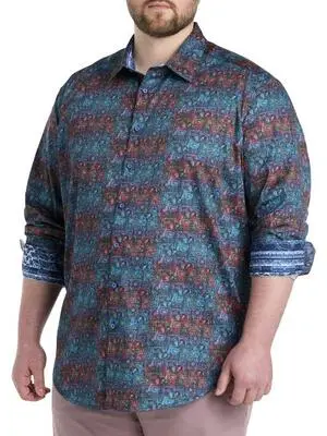 ROBERT GRAHAM DXL Big & Tall Bandana Sport Shirt - Multi