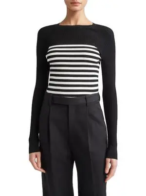 Max Mara Braies Stripe Bodice Rib Sweater - Black
