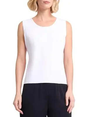 Misook Scoop Neck Tank - White