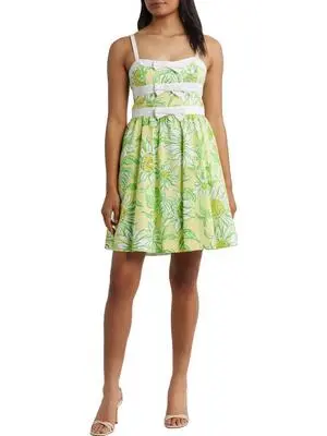 LILLY PULITZER® Floral Cotton Fit & Flare Minidress - Limoncello Sunbelievable