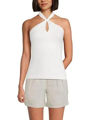 LANDS' END Slender Twist Front Halter Top - Ivory