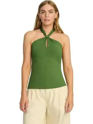 LANDS' END Slender Twist Front Halter Top - Valley Green