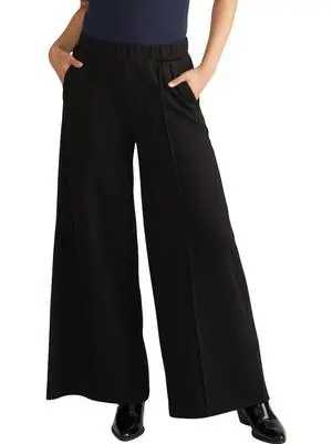 Universal Standard Pintuck Ponte Wide Leg Pants - Black