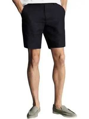 CHARLES TYRWHITT Linen Shorts Dark Navy