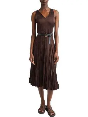 Michael Kors Crushed Charmeuse Midi Dress - Chocolate