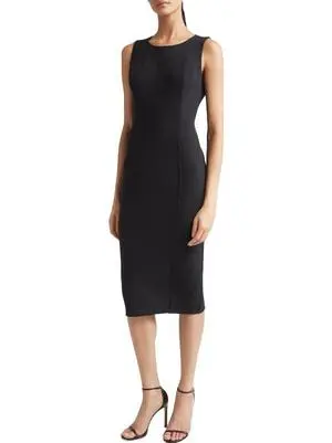 Michael Kors Double Face Stretch Crepe Sheath Dress - Black