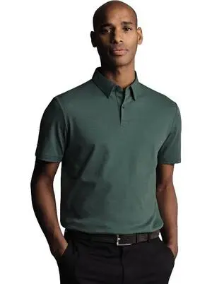 CHARLES TYRWHITT Smart Jersey Polo - Atlantic Green