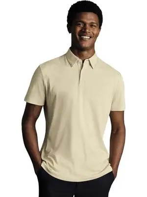 CHARLES TYRWHITT Smart Jersey Polo Light Tan