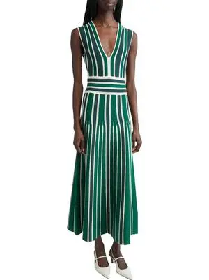 MAX MARA Tallone Stripe Sleeveless Maxi Sweater Dress