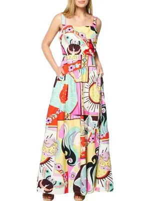 CIEBON Lillias Cotton Maxi Sundress - Pink Multi