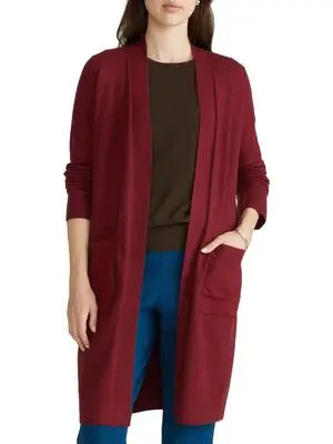 Universal Standard Long Open Front Cardigan Cherry Red