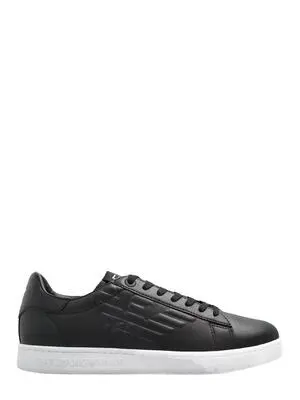 Emporio Armani Logo-embellished Leather Sneakers - Black