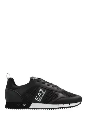 Emporio Armani Logo-embellished Lace-up Sneakers - Black