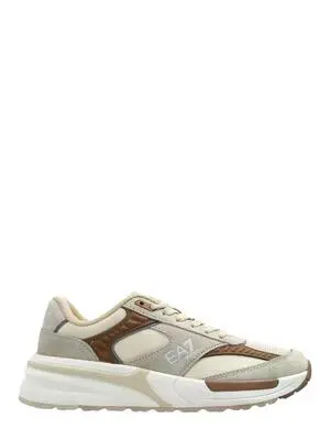 Emporio Armani Logo-embellished Lace-up Sneakers - Neutrals