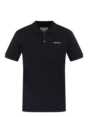 Alexander McQueen Logo-embroidered Cotton Polo Shirt - Black