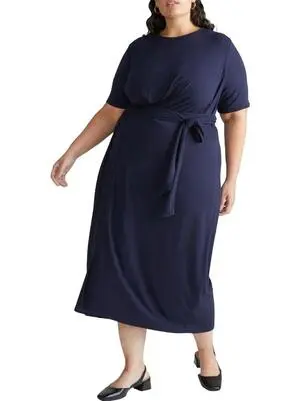 Universal Standard Delilah Tie Waist Midi Dress Midnight