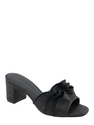 Aerosoles Gabrielle Ruffle Slide Sandal - Black Raffia