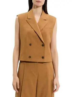 Theory Double-Breasted Cropped Vest Copper