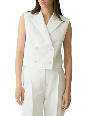 Theory Double-Breasted Cropped Vest Ivory