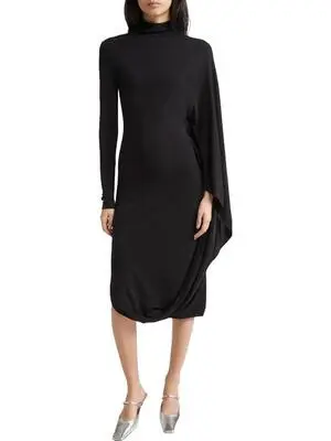Stella McCartney Cape Sleeve Jersey Dress - 1000 - Black