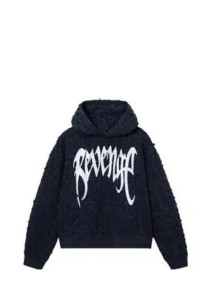 REVENGE Thrashed Boro Arch Logo Hoodie - Navy Blue/white
