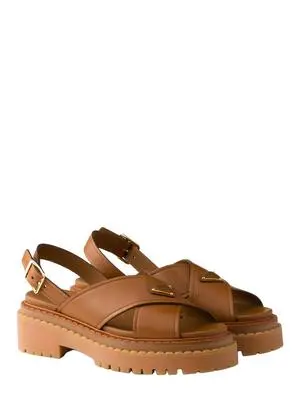 Prada Leather Sandals - Brown