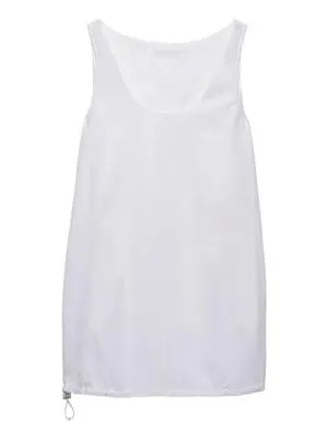 Prada Reversible Cotton Jersey And Re-nylon Mini-dress - White