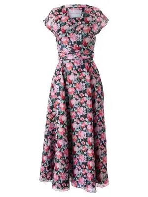 Carolina Herrera Peony-print Midi Dress - Pink
