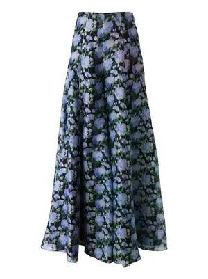 Carolina Herrera Peony-print Palazzo Pants - Blue