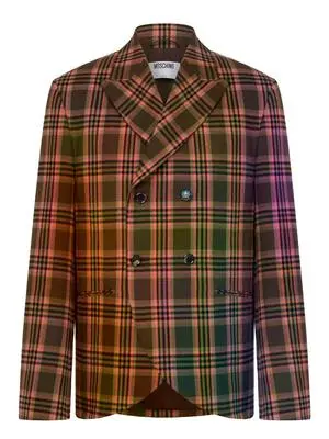 Moschino Checked Double-breasted Blazer - Brown