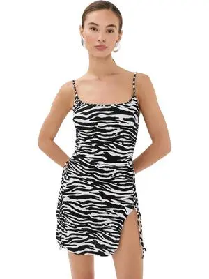 Attico Zebra Print Mini Dress - White/black