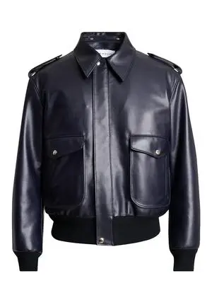 Givenchy Leather Concealed-zip Bomber Jacket - Dark Navy