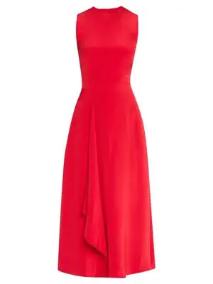 Adam Lippes Lynn Draped Silk Crepe Dress Poppy