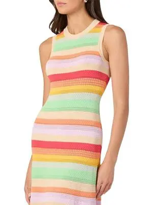 Shoshanna Keira Striped Mixed-knit Midi Dress - Multi