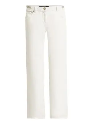 Versace Regen Extreme Bleached Denim Kick Flare Ankle Pants - Eggshell