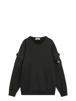 Stone Island Crewneck Sweater With Flap Pockets - Black