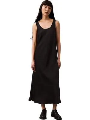 Calvin Klein Viscose Satin Maxi Slip Dress - Black Beauty
